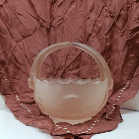 Lenox | Accents | Lenox Imperial Glass Frosted Pink 5 Basket Raised ...